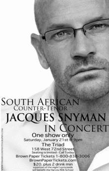 South African Counter-tenor Jacques Snyman in Concert